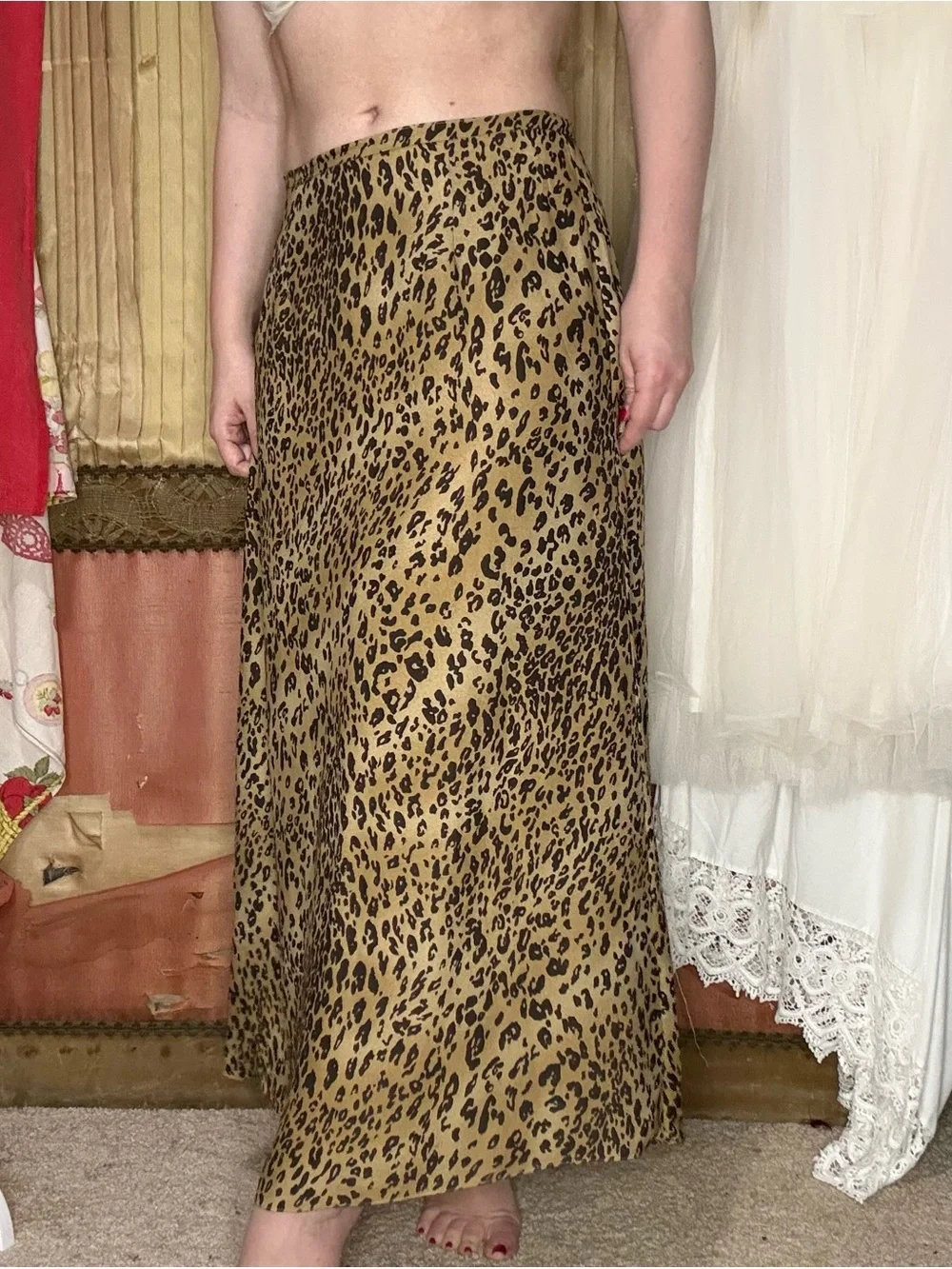 Valerie Stevens | Skirts | Vintage 9s Silk Valerie Stevens Leopardprint ...